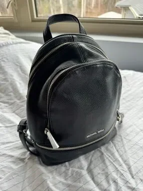 Michael Kors | Bags | Michael Kors Black Rhea Leather Mini Backpack ...